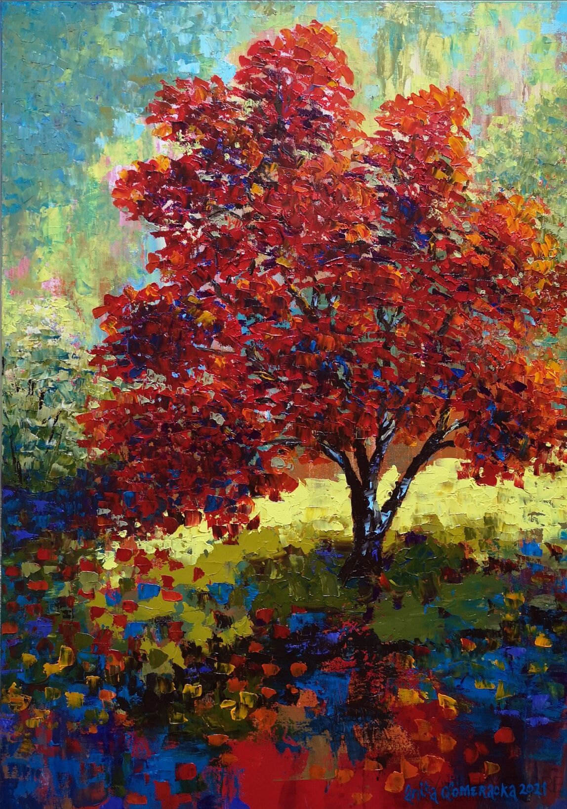 Dąb czerwony - Anita Domeracka - obraz olejny na płótnie - Gallerystore.pl