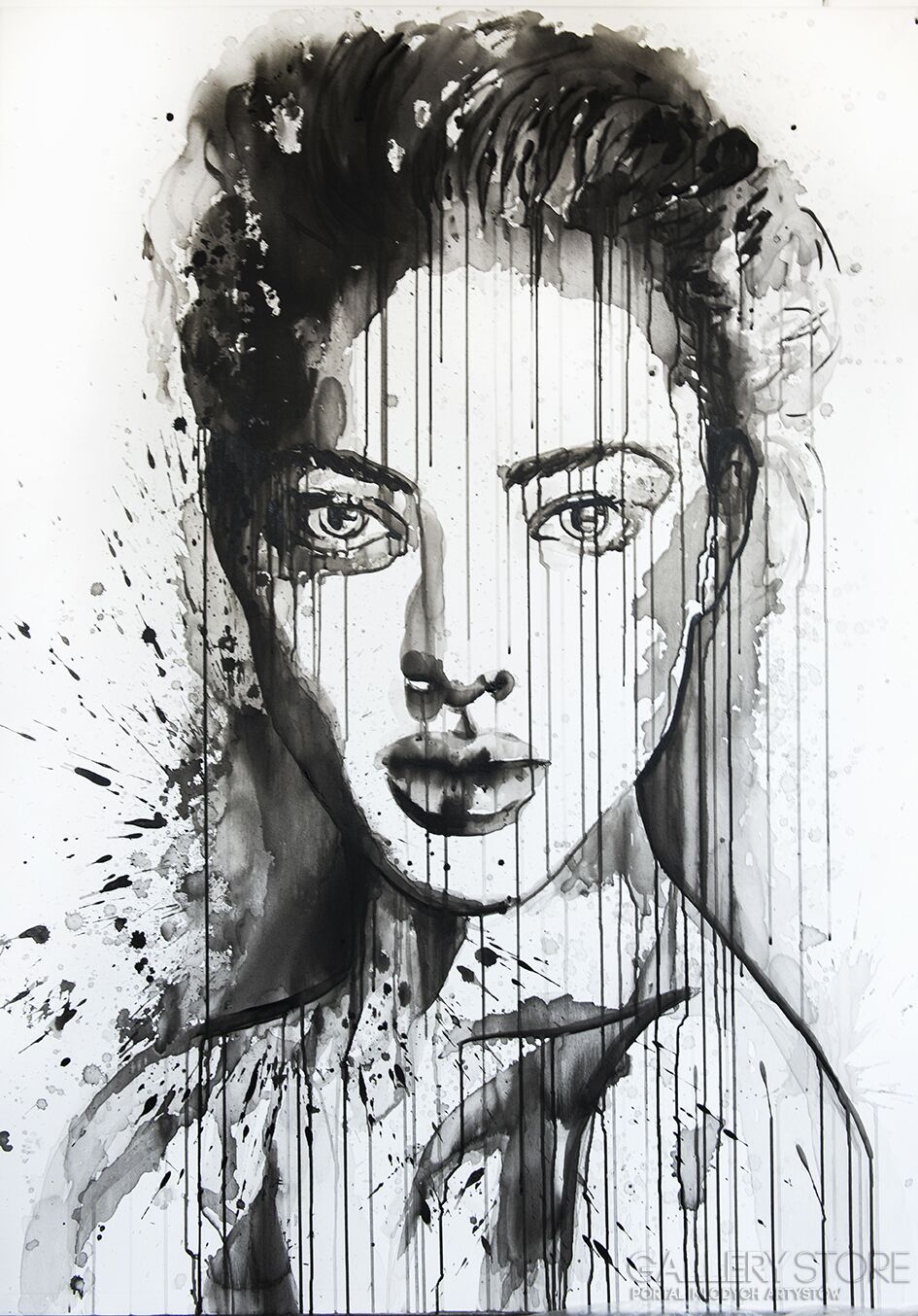 Dripping portrait - Magdalena Gawęcka - obraz technika mieszana ...