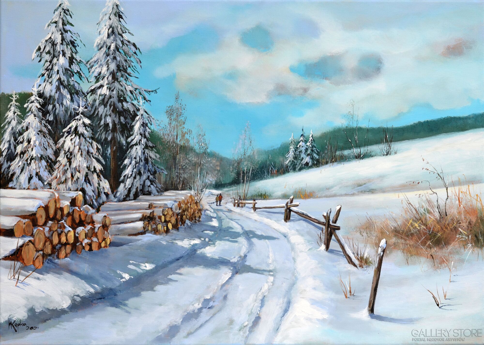 Zima - Magdalena Kępka - obraz akrylowy na płótnie - Gallerystore.pl