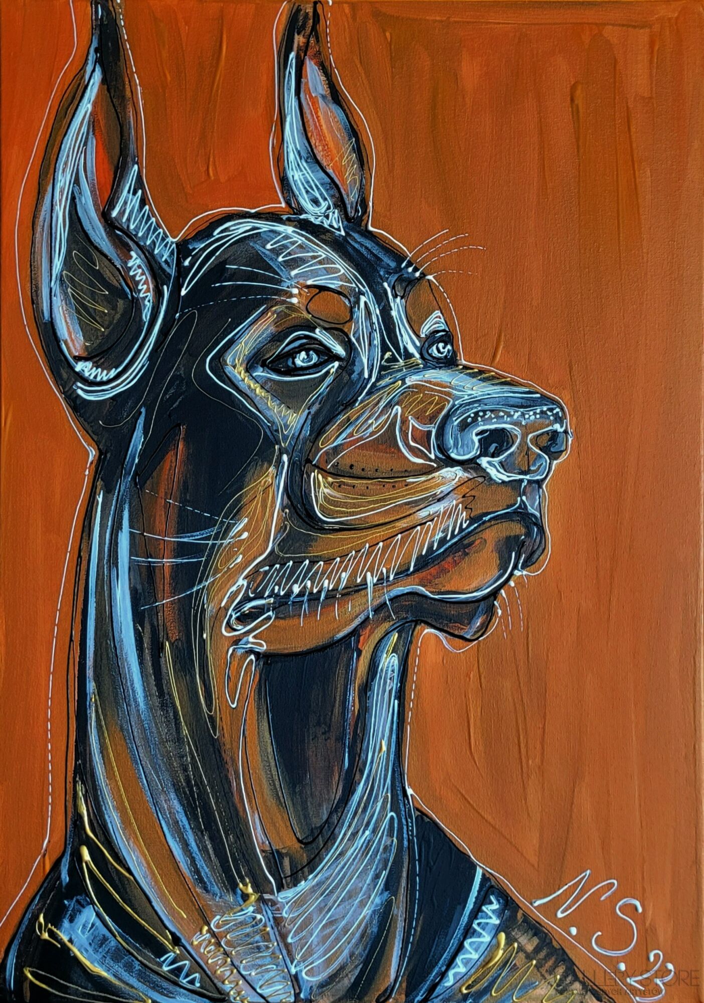 Pies - Doberman - Natalia Smolin - obraz akrylowy na płótnie ...