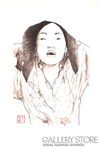 Rysunek - Młoda kobieta w kapturze - Marcin Filip Banasik - Gallerystore.pl