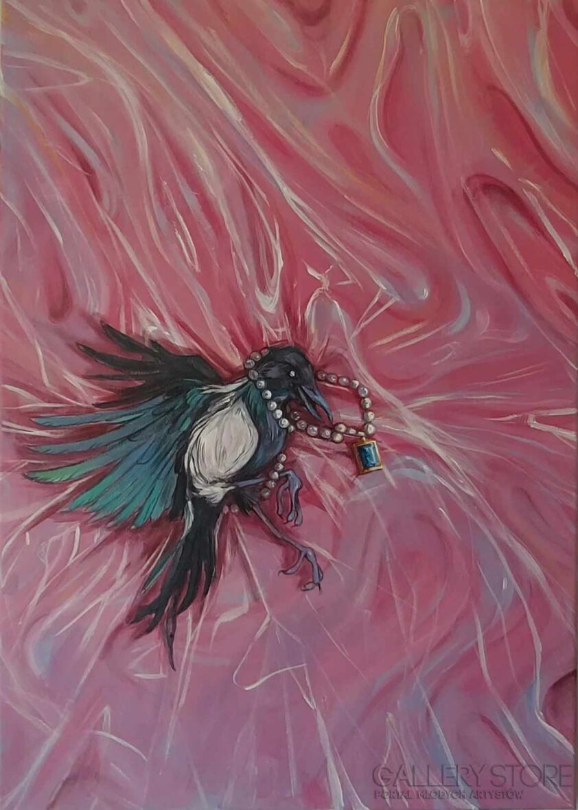 Obraz akrylowy na płótnie - Sen sroki w satynowej pościeli - Ania ...