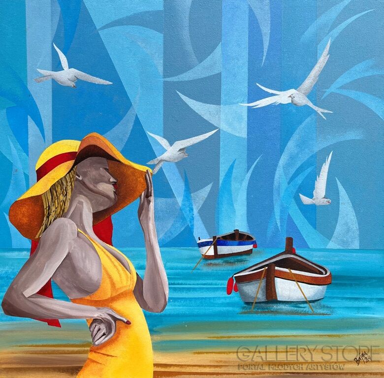 Obraz akrylowy na płótnie - Nad brzegiem "Bryza" - Izabela Bajda - Gallerystore.pl