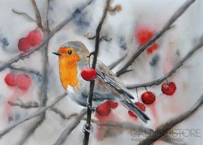 Rudzik - Agnieszka Leszczyńska - akwarela - Gallerystore.pl