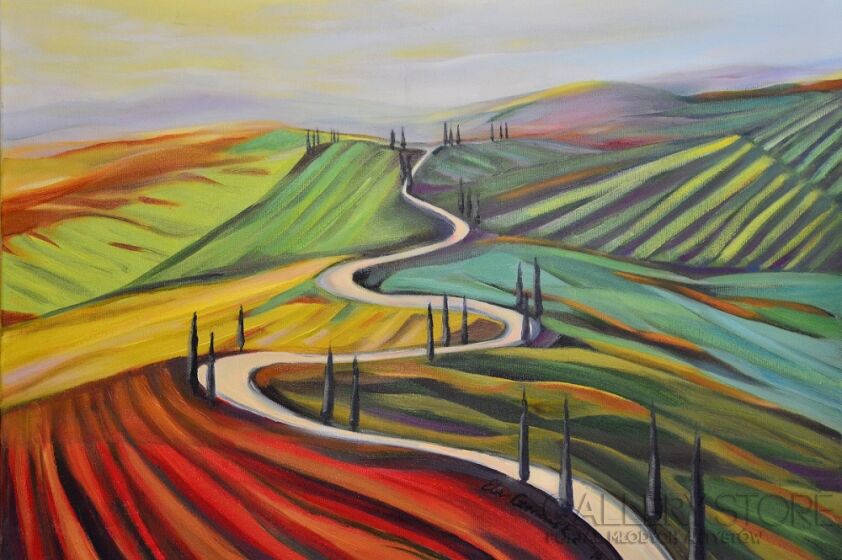 Toskania - Elżbieta Czerwińska - obraz olejny na płótnie - Gallerystore.pl