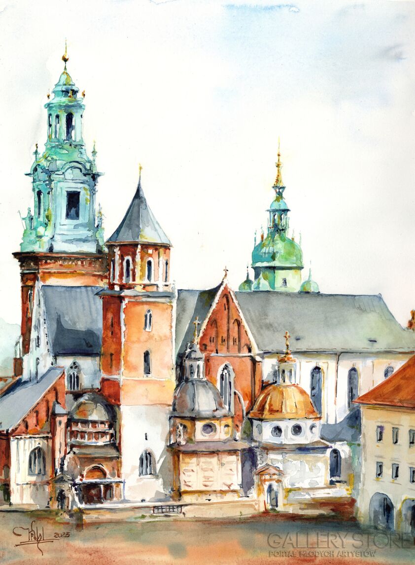 Obraz akwarela na papierze - Wawel - Klaudiusz Pohl - Gallerystore.pl